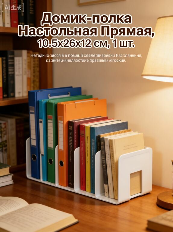 Полка Настольная Прямая 26x12x10.5cm, Белая книжная полка*1