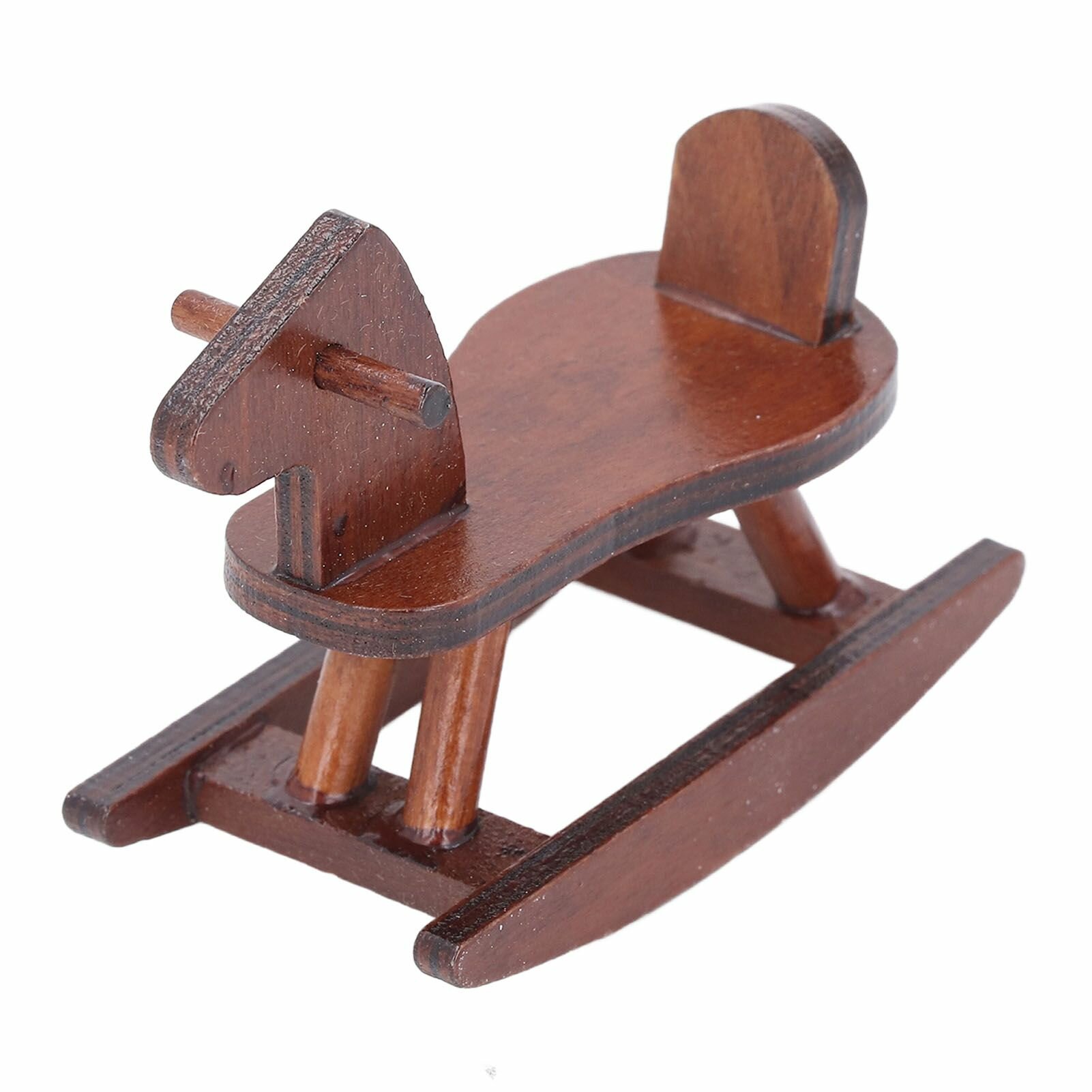 Лошадка-качалка 1:12, деревянная, петушиная, коричневая