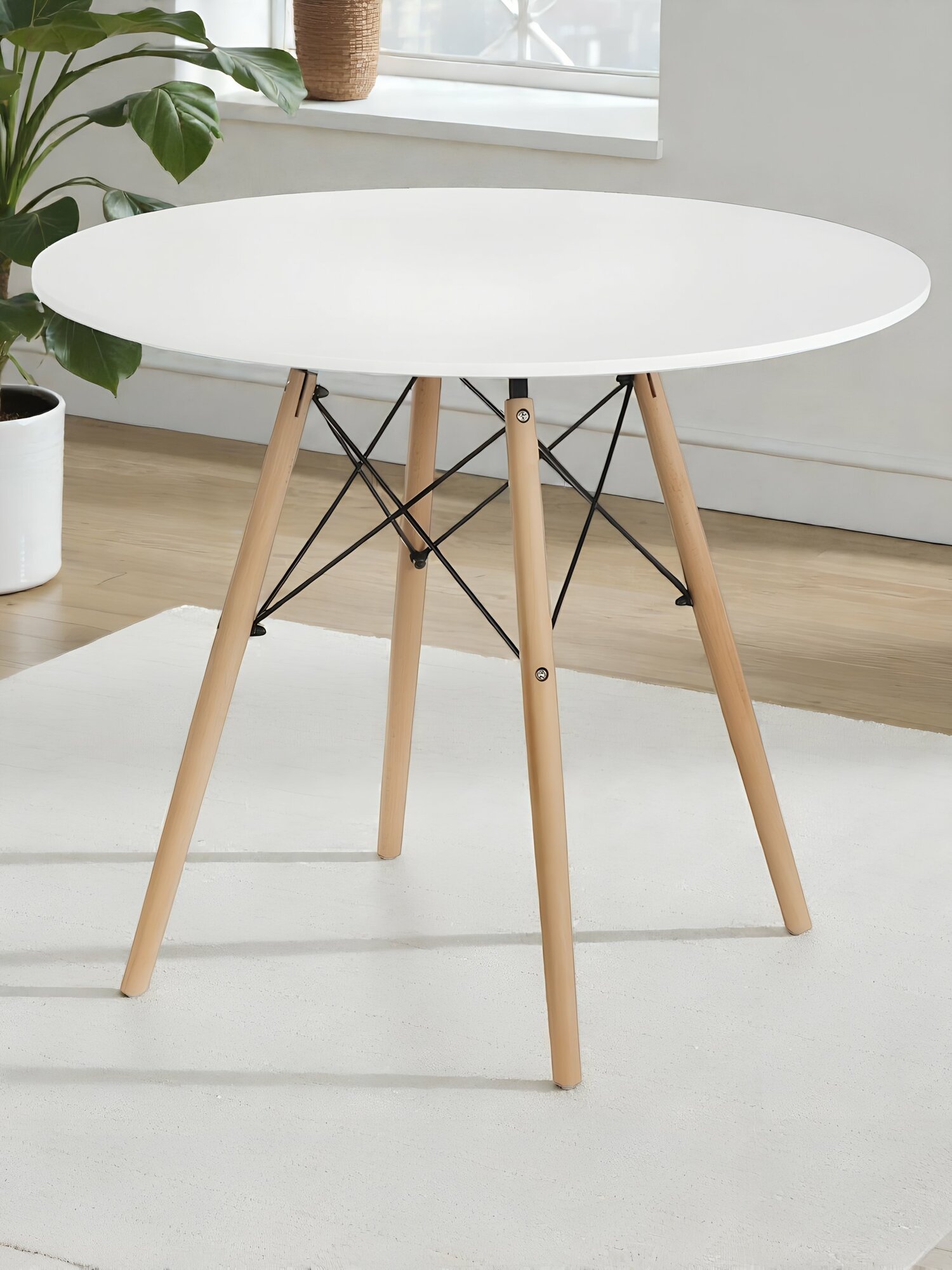 Стол обеденный Фэшн 73х90 см круглый белый МДФ в стиле лофт для кухни, рассчитан на 2-4 персоны, артикул YTST-001d90-wht