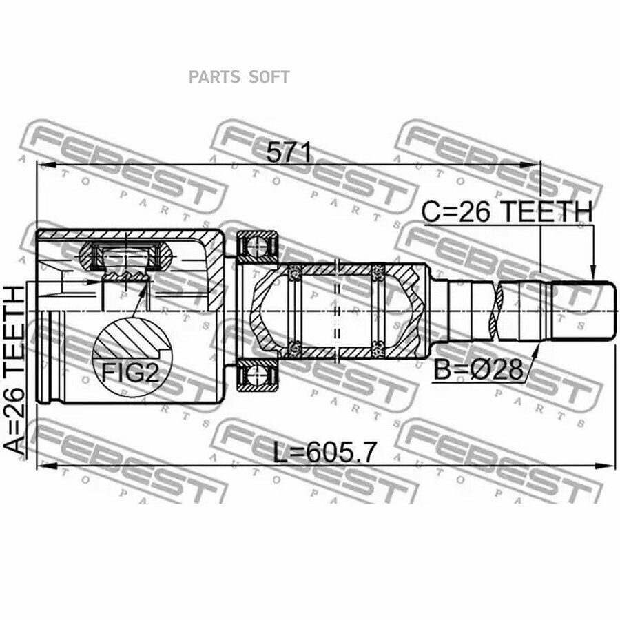 FEBEST 2711-S80AWDTRH ШРУС внутренний правый 26X28X26 VOLVO S80 2007-