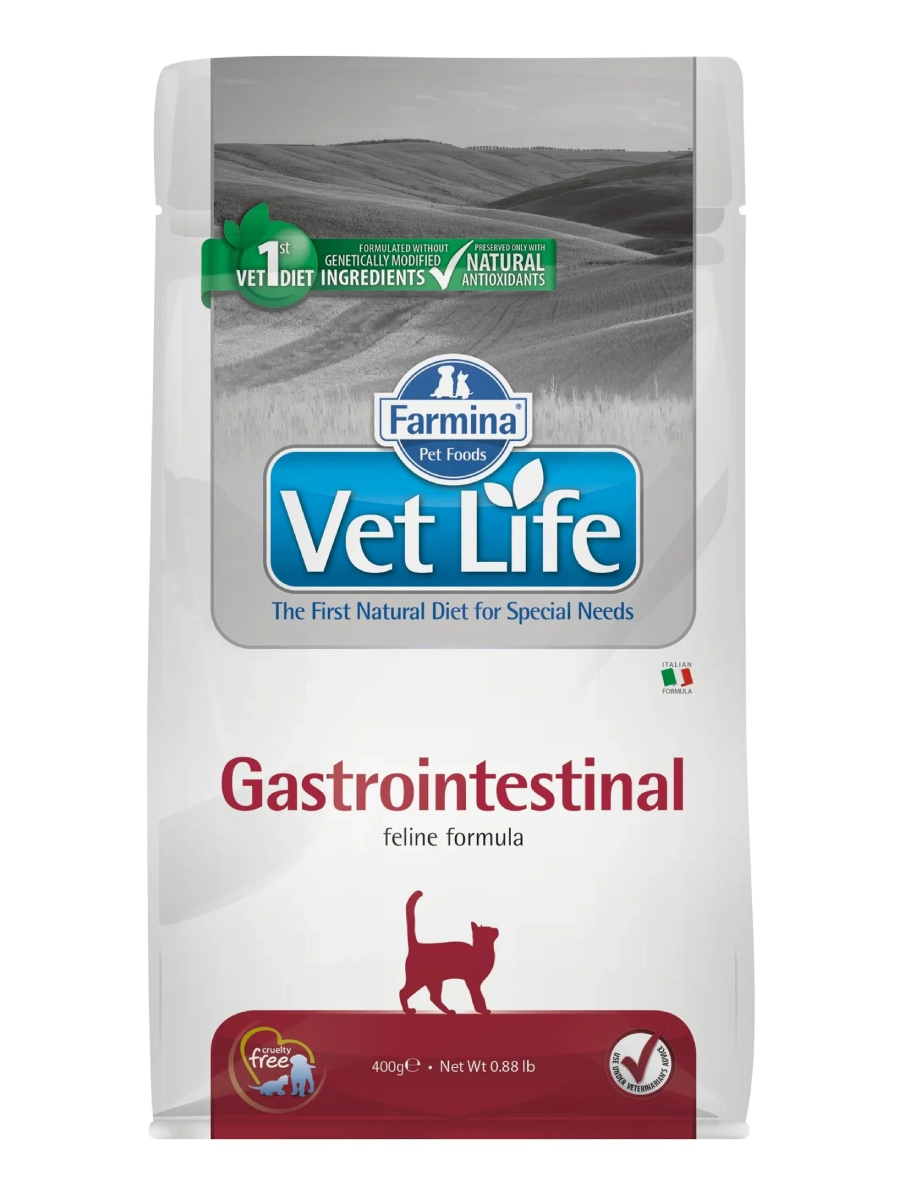 Сухой корм Farmina Vet Life Gastrointestinal (Фармина) для кошек при заболевании ЖКТ, 0,4 кг