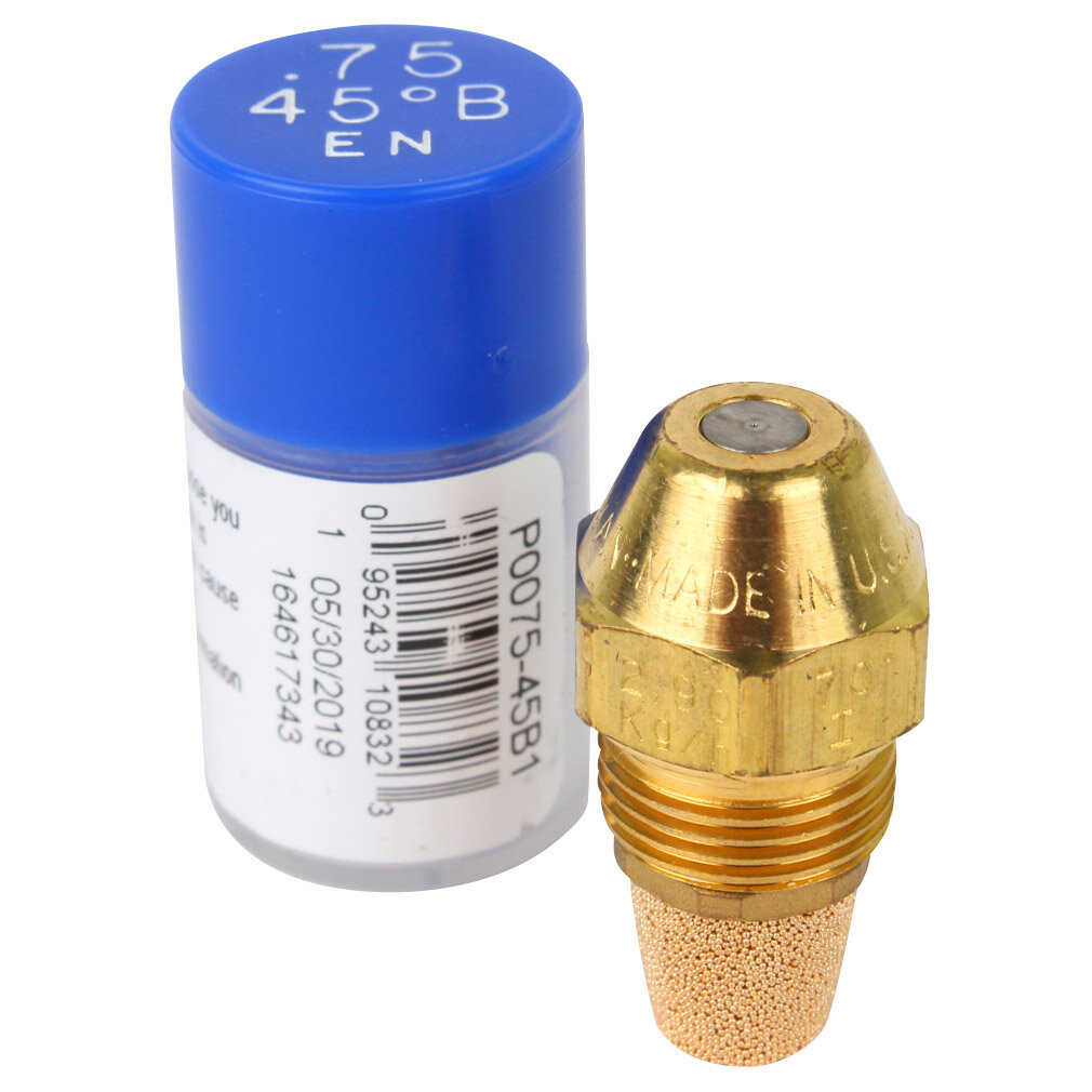 Форсунка Delavan 0.75GPH, 45B, P0075-45B1, В - образная форма распыла, угол 45 градусов, для дизеля — фото 1