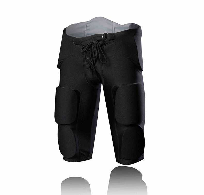 7-Пакетные Регби Наколенники для Взрослых - Черный, Размер XL, Амортизирующая Защита для Футбола, Соккера, Хоккея