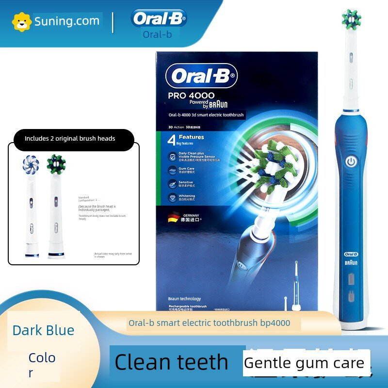 Электрическая зубная щетка Oral-B для взрослых P4000 с функцией глубокой очистки, 3D-звуковой технологией и круглой