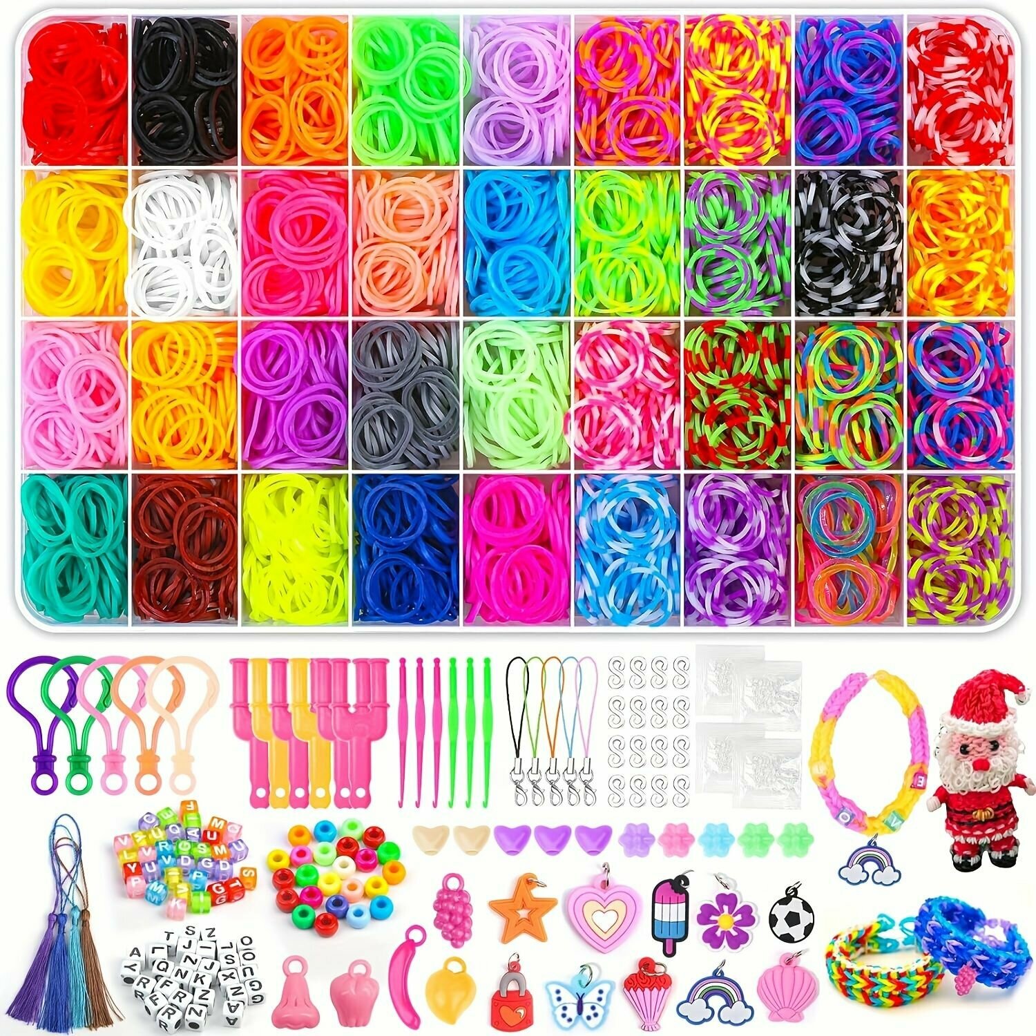 2900 шт. Коробка 32 цвета Набор для изготовления браслетов из резинок DIY Loom bands - Прочный набор Инструменты для рукоделия Аксессуары