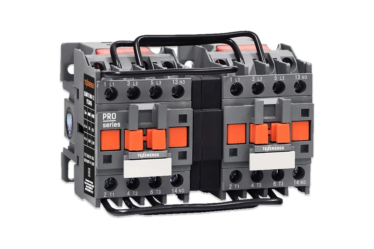 Пускатель магнитный Texenergo ПМ12‑010500 220В УХЛ4 2з Класс Б термостойкий пластик корпус реверсивный 10 А 220/380/660 В