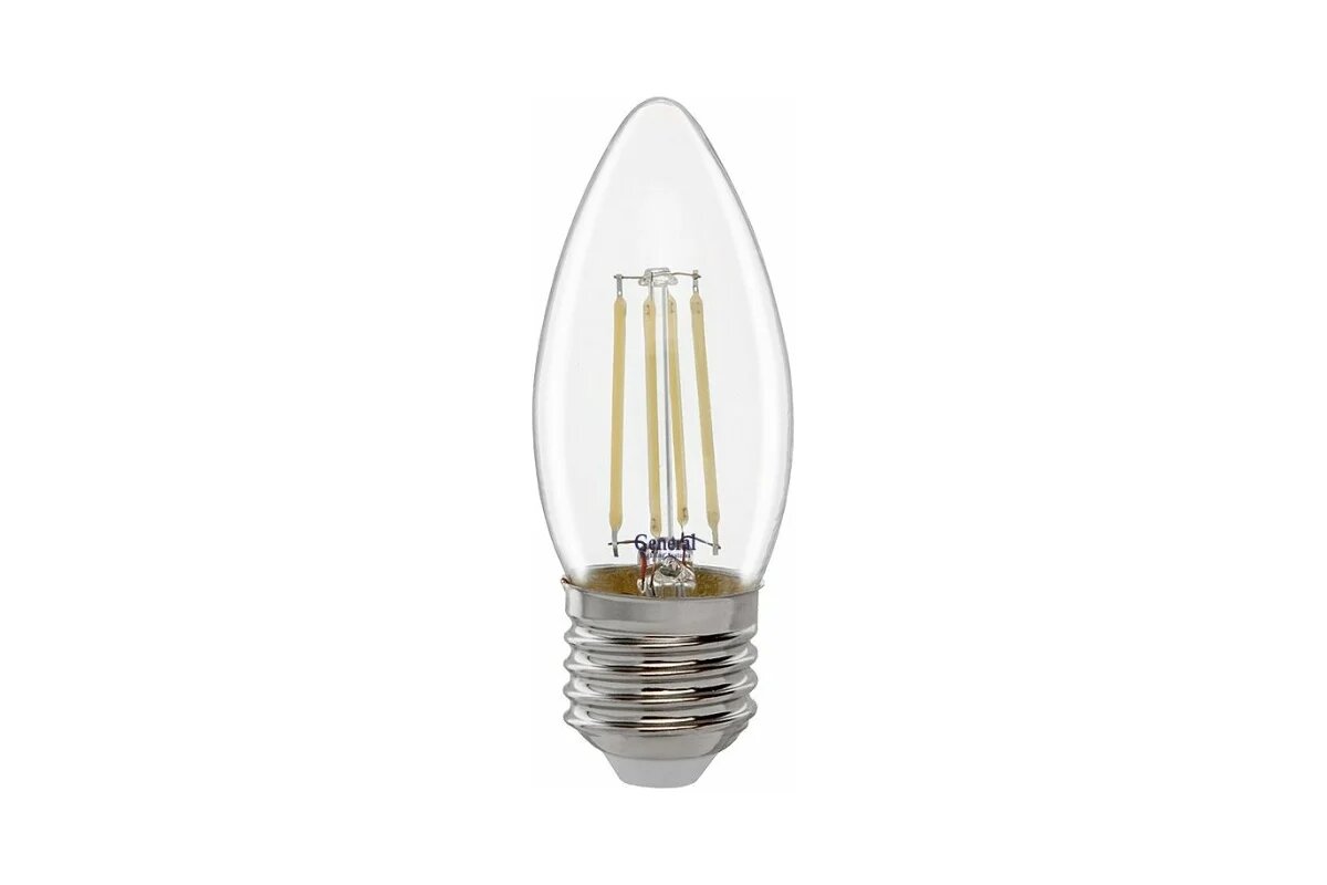 Филаментная LED‑лампочка General Lighting Systems E27 10Вт 6500К 690Лм прозрачный филамент универсальное освещение для интерьера и хрустальных люстр