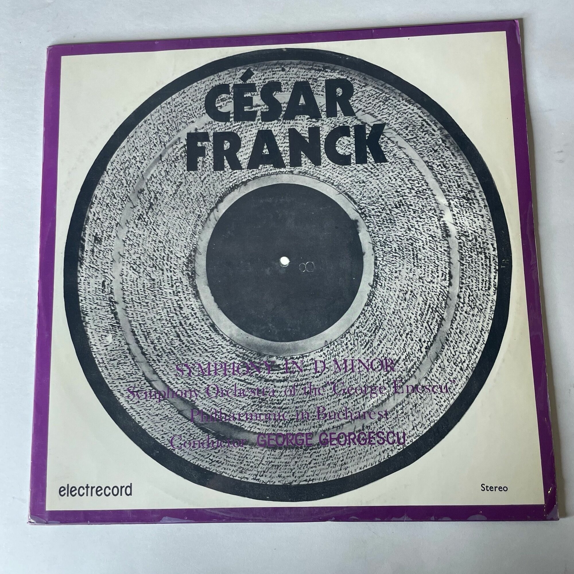 Винтажная виниловая пластинка LP Cesar Franck, Сезар Франк, Дирижер Conductor George Georgescu Джордже Джорджеску, Симфония Symphony In D Minor (Румыния 1984)