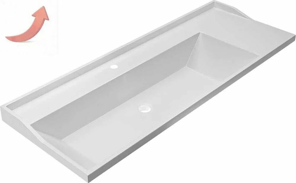 Мебельная раковина СаНта Сириус 120 из искусственного мрамора, с правым крылом, раковина для ванной, белая, прямоугольная