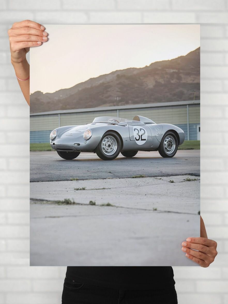Плакат на стену для интерьера Авто и Мото (Порше 550 Спайдер - Porsche 550 Spyder 1) - Постер по транспорту формата A1 (61x84 см)