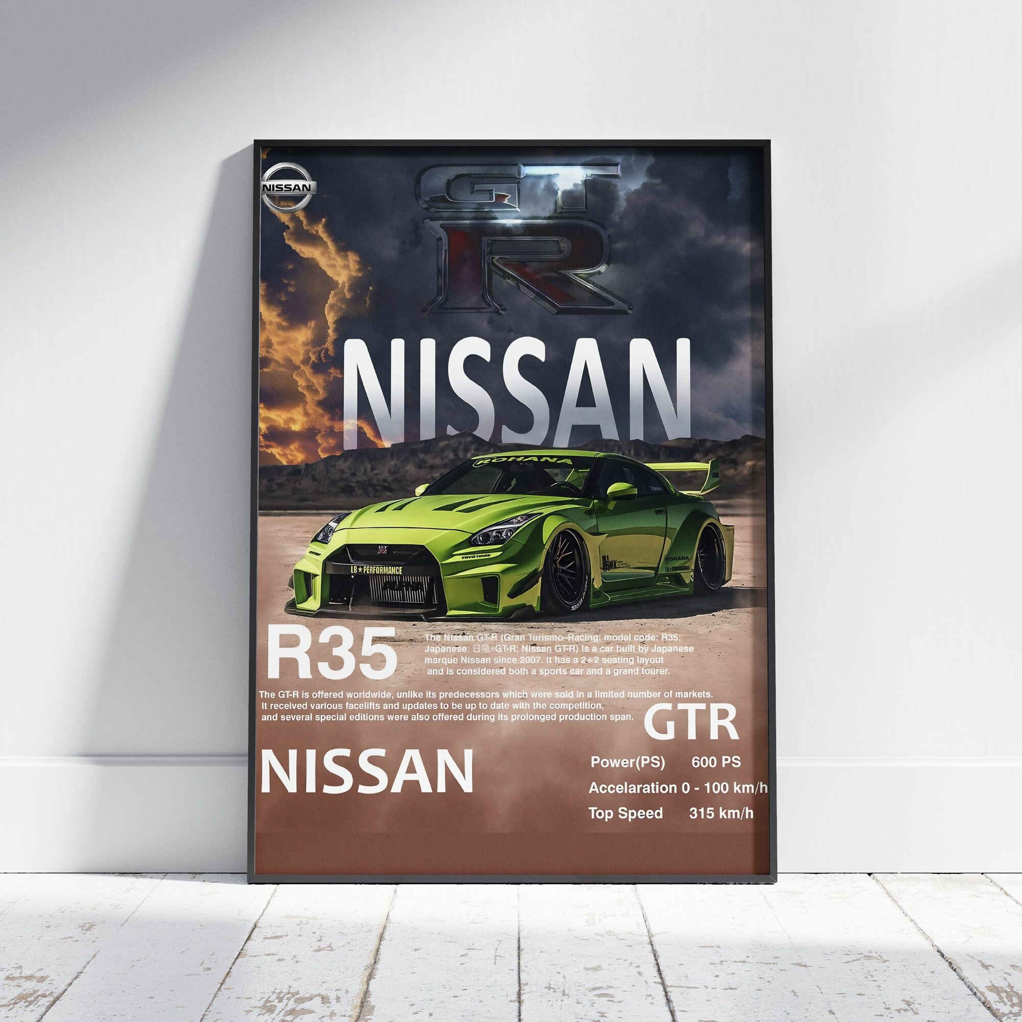 Плакат на стену для интерьера Спорткар (Nissan GT R Nismo 18) - Постер по спортивным гоночным машинам автомобилям формата А4 (21x30 см)