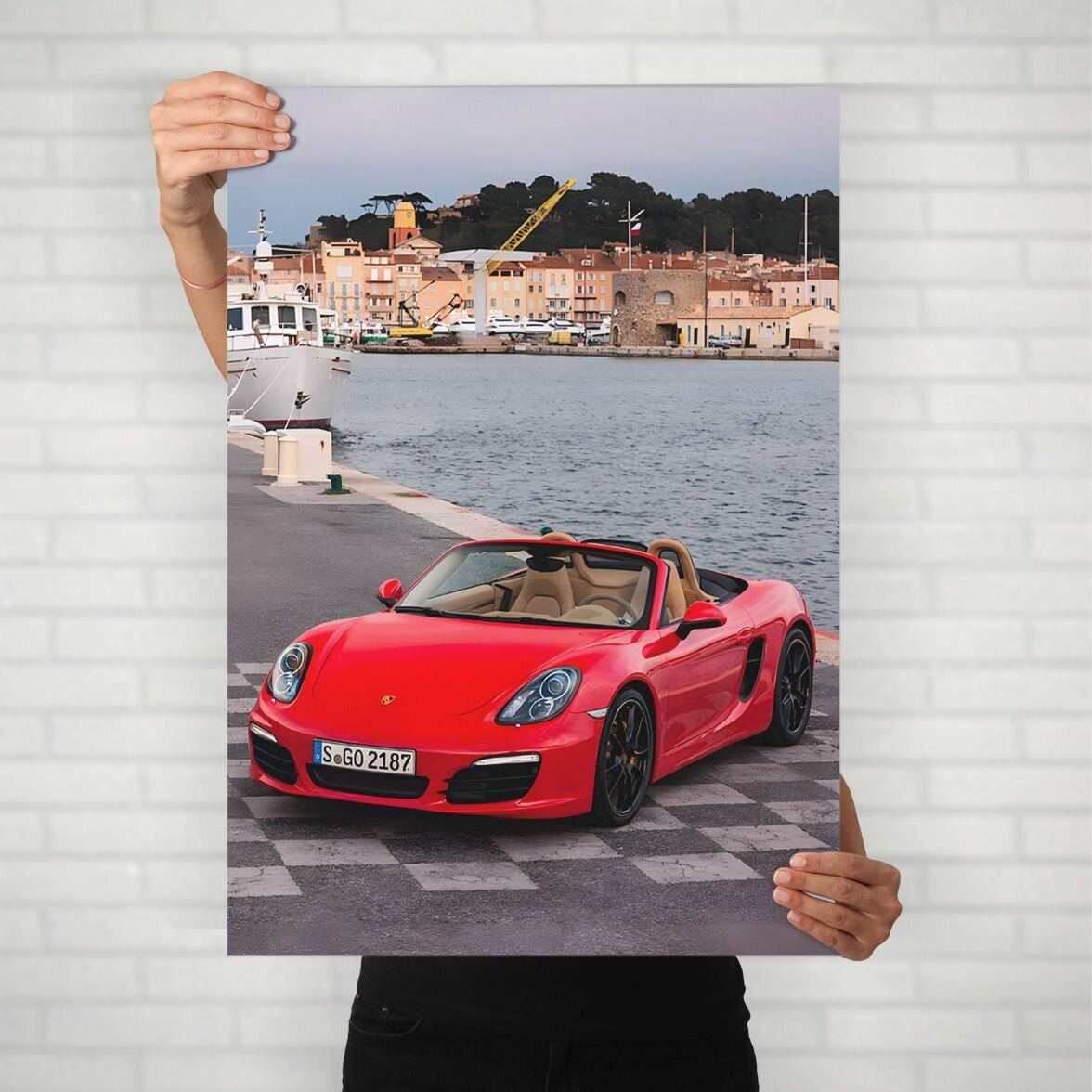 Плакат на стену для интерьера Кабриолет (Porsche 718 Boxster GTS 4 0 1) - Постер по машинам родстерам с открытым верхом формата А1 (60x84 см)