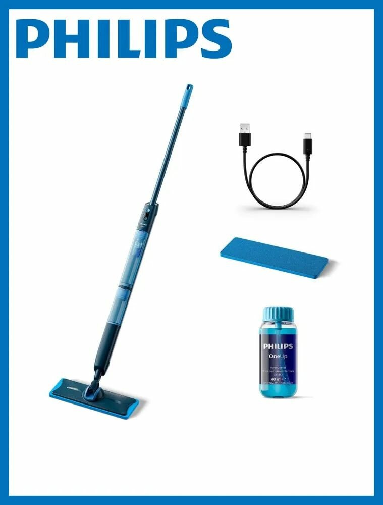 Philips Электрошвабра Philips Беспроводной Электрошвабра Серия 5000 OneUp XV5113/01, 360-градусный заголовок, синий, голубой, черный