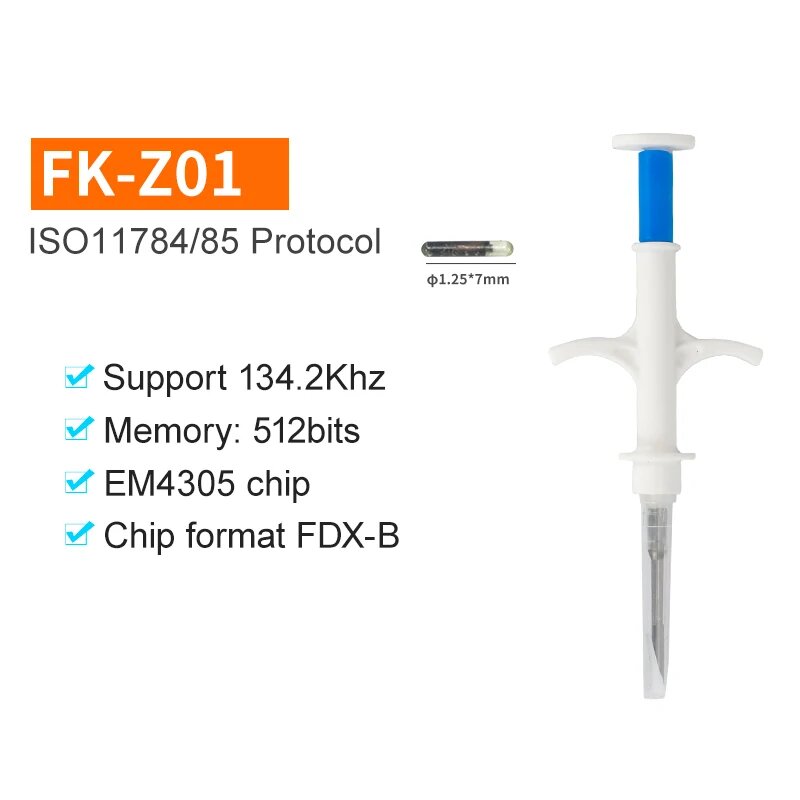 Шприц с микрочипом Fonkan RFID EM4305, 1.25x7mm