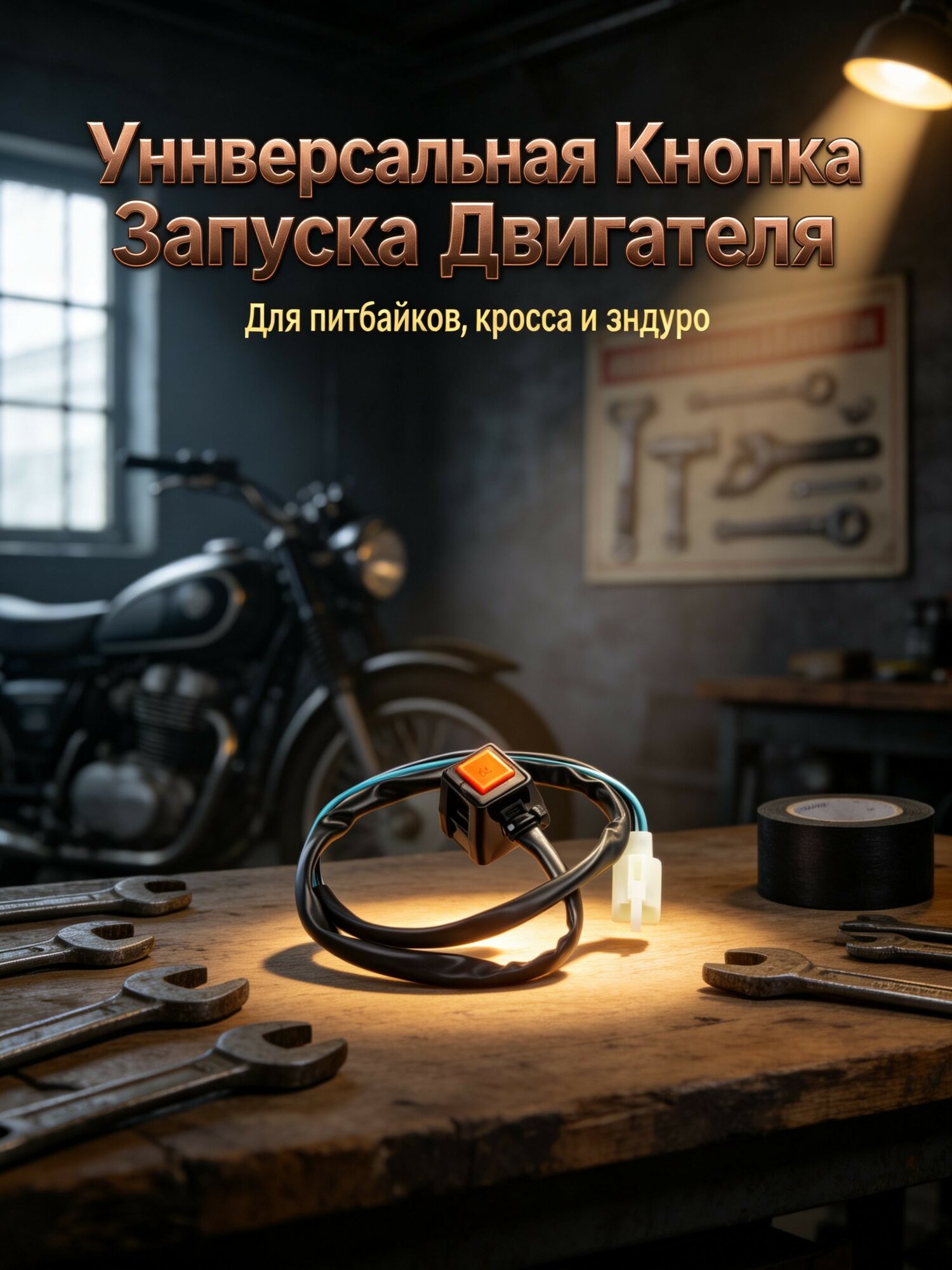 Кнопка старт-стоп квадратная для запуска двигателя, универсальный переключатель для мотоцикла, питбайка, кросса и эндуро