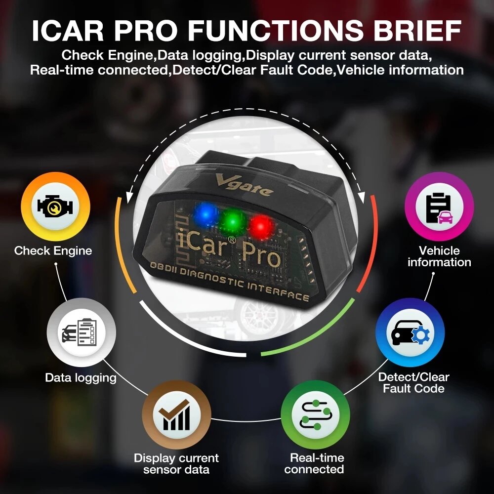 Vgate iCar Pro Bluetooth OBD2 сканер Android/iOS — фото 1