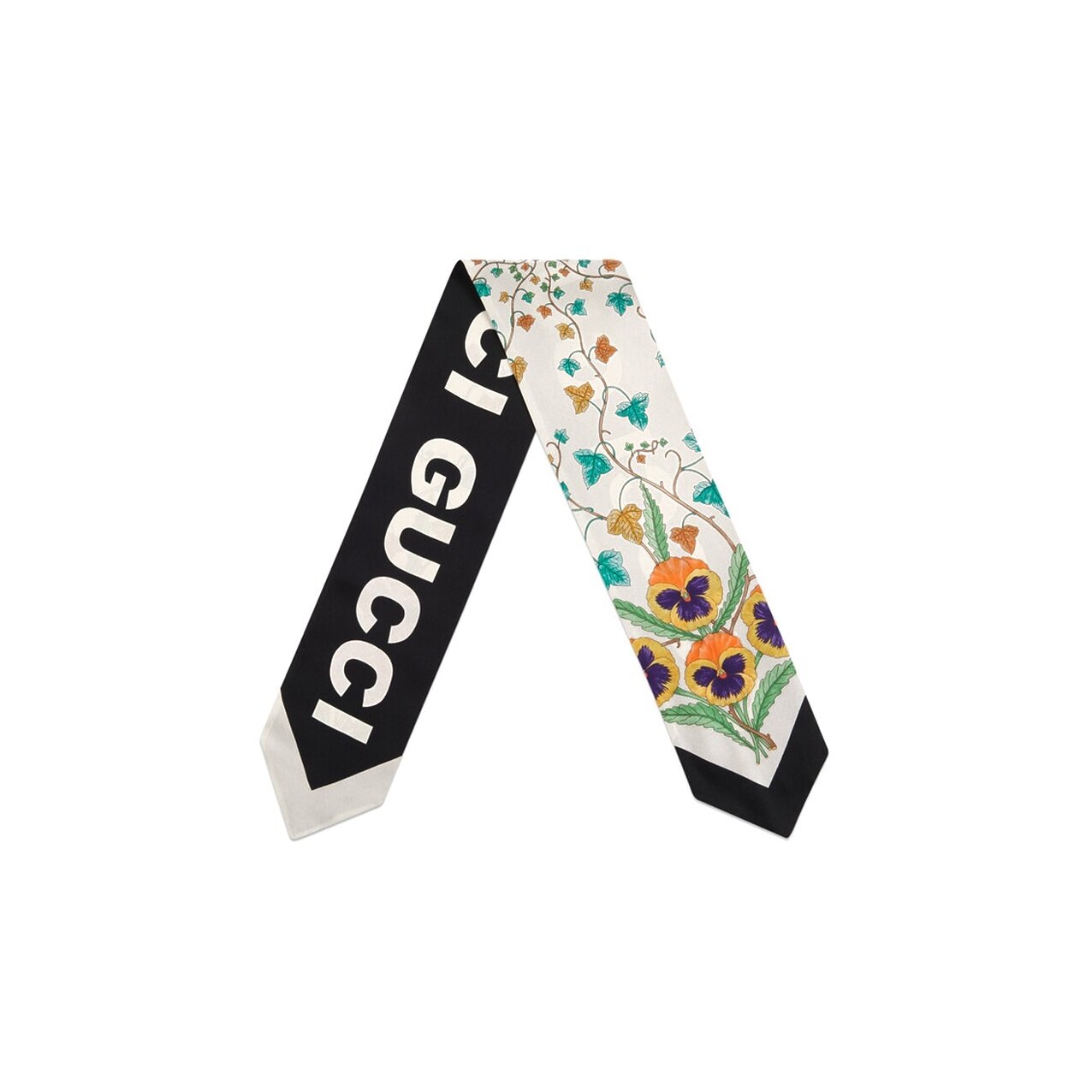Шарф GUCCI Flora для женщин, бежевый/черный — фото 1