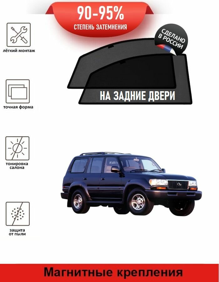 Автошторки LATONIK на Lexus LX 1 (1995-1997) на задние двери на магнитах