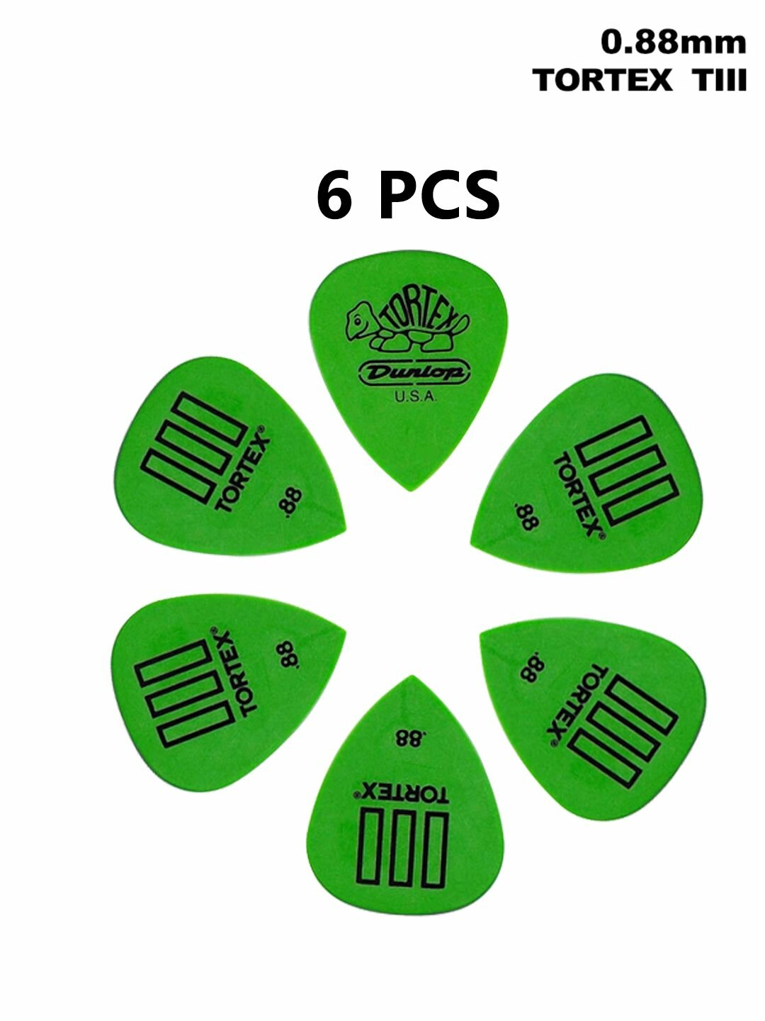 Dunlop 462R Tortex III Медиаторы 6шт, толщина 0.88мм.