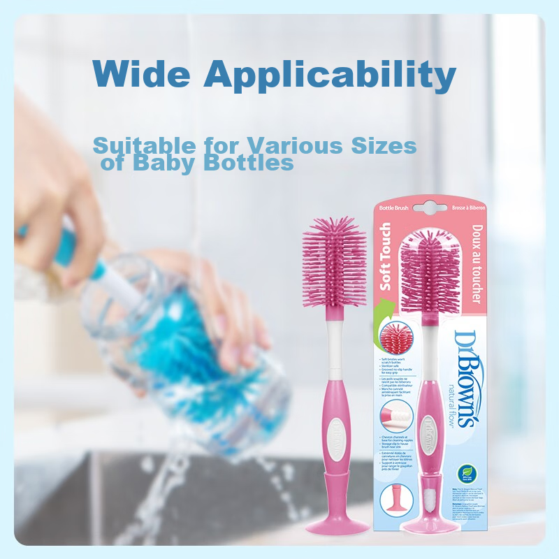 Dr. Brown's 360° Rotating Soft Bristle Bottle Brush, Children's Straw Cup Cleaning Tool, Anti - Scratch, Can Stand