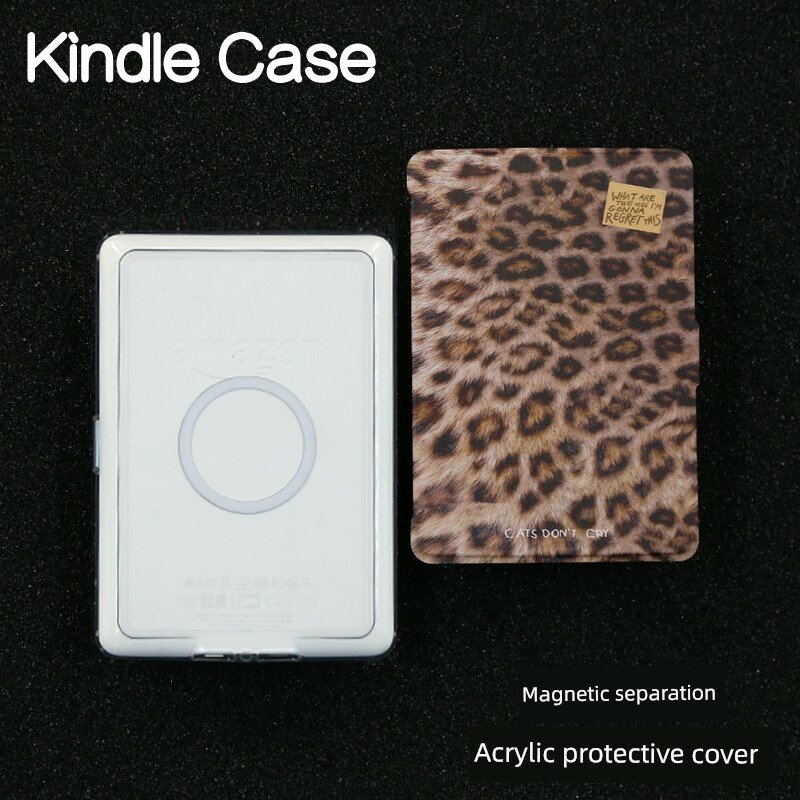 Чехол без подставки с леопардовым принтом для Kindle 2022 6-дюймового, магнитный защитный чехол