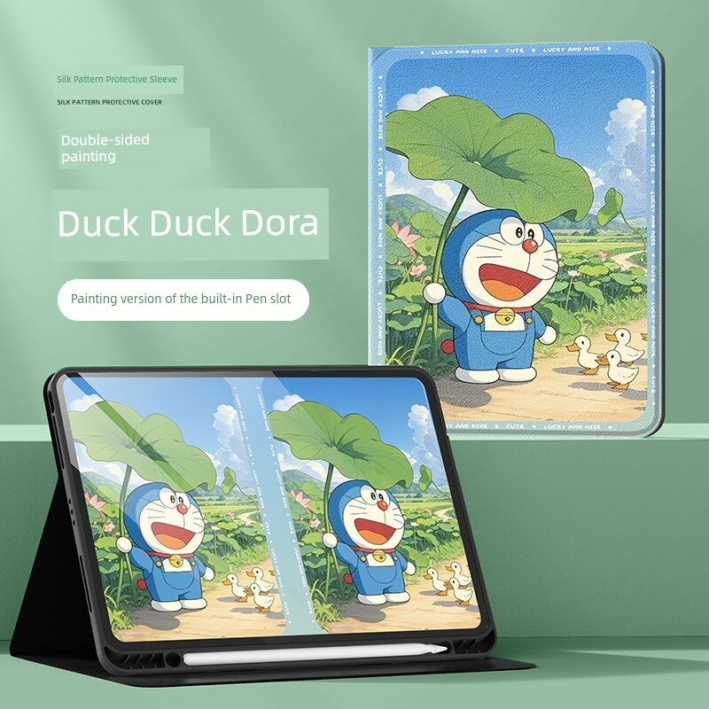 Силиконовый чехол для Redmi Pad SE 8.7 дюймов с шелковым рисунком и дизайном Утка Утка Дора с отделением для ручки