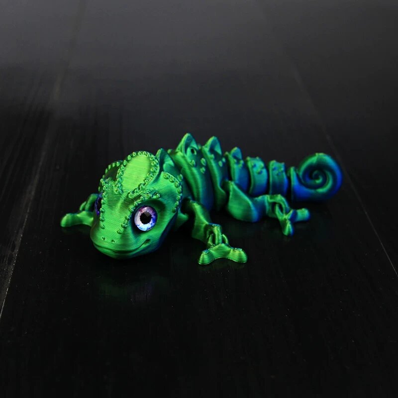 3D-печать магнитная суставная модель ящерицы-хамелеона, 13,5 см, золото-зеленый-синий цвет, гибкая позируемая игрушка