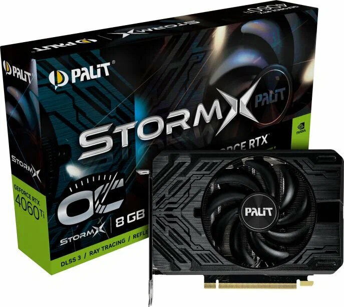 Видеокарта Palit, GeForce RTX 4060 Ti, STORMX, 8GB, GDDR6, PCIe 4.0