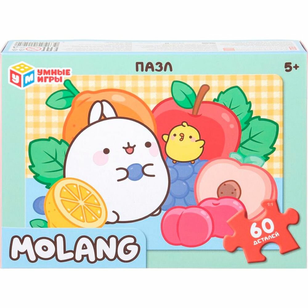Пазл "Molang", развивающая логическая игра-головоломка для детей, развитие мелкой моторики, паззл из 60 деталей