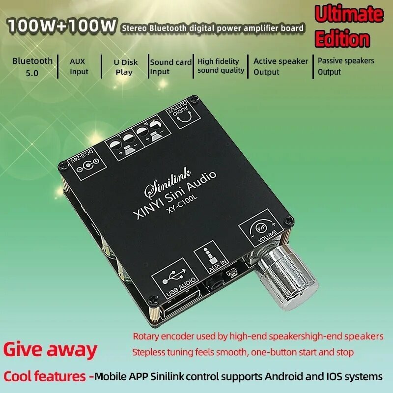 (I N F J) XY-C100L HIFI 100WX2 Bluetooth 5,0 высокомощный цифровой стерео усилитель доска AUX USB AMP Amplificador домашний кинотеатр