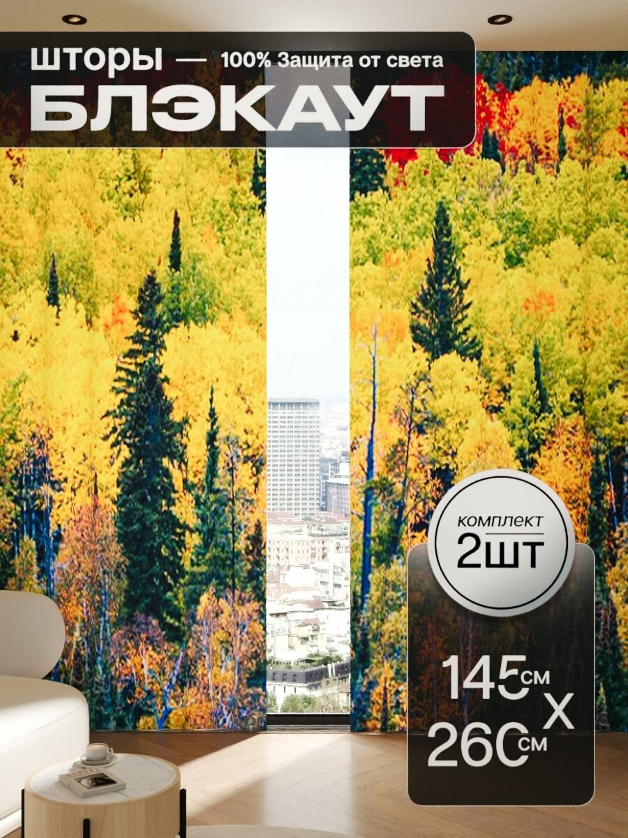 Шторы блэкаут 145x260 см 2 шт на окна плотные комплект