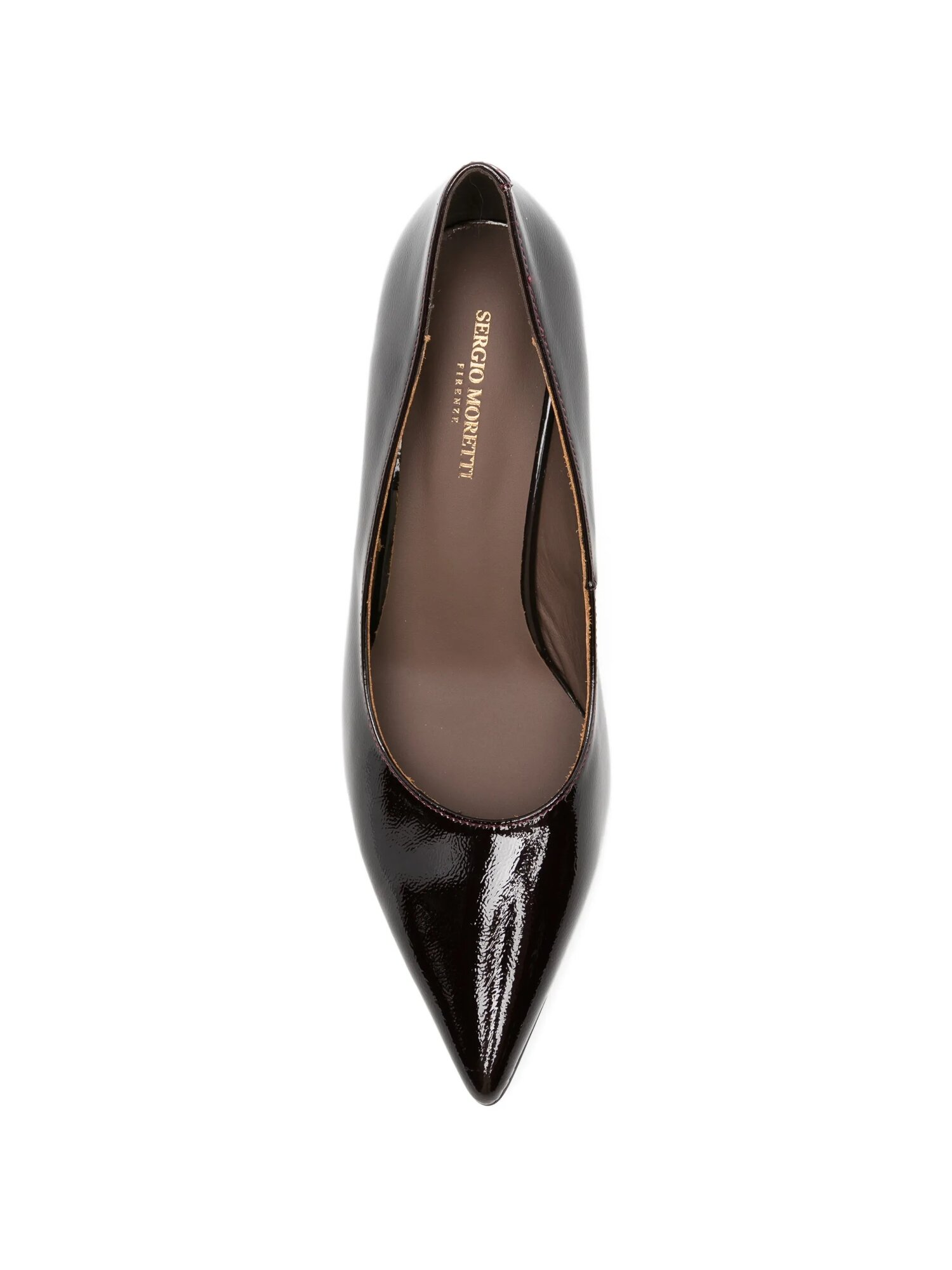 Туфли SERGIO MORETTI Patent-finish pointed-toe pumps, размер 37, brown — фото 1