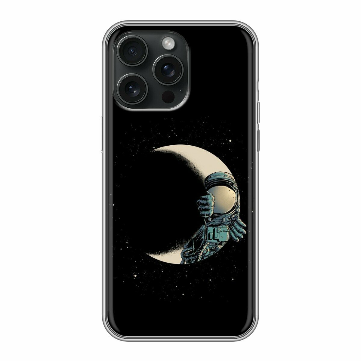 Чехол для Iphone 15 Pro Max с принтом Космонавт луна форточка (Айфон 15 Про Макс)
