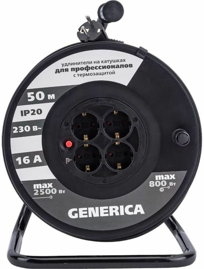 Удлинитель силовой IEK УК50 (WKP20-16-04-50-G) 3x1.5кв. мм 4розет. 50м ПВС 16A катушка