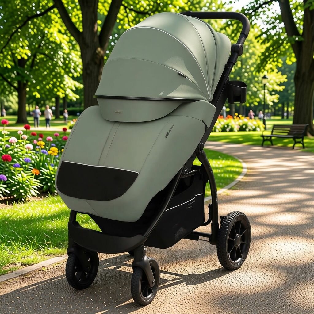 Коляска прогулочная Indigo EPICA SL NEW, 2026 г, с супер мягкой амортизацией , с резиновыми колесами, с дополнительным матрасиком, двойной тканью и регулируемой ручкой. Цвет: Зеленый