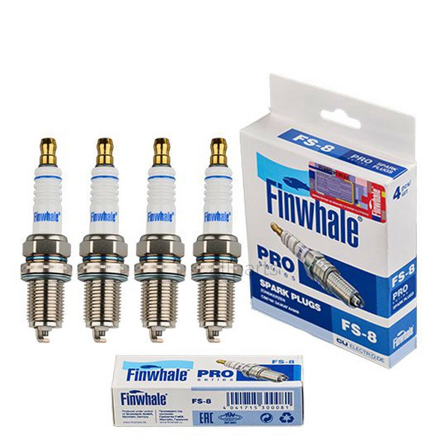 FINWHALE FS8 свеча зажигания компл. 4ШТ. LADA (16V) LARGUS, LARGUS CROSS, SPECTRA(ИЖ), RIO, ALMERA(12-), TERRANO(14-), GEELY ATLAS
