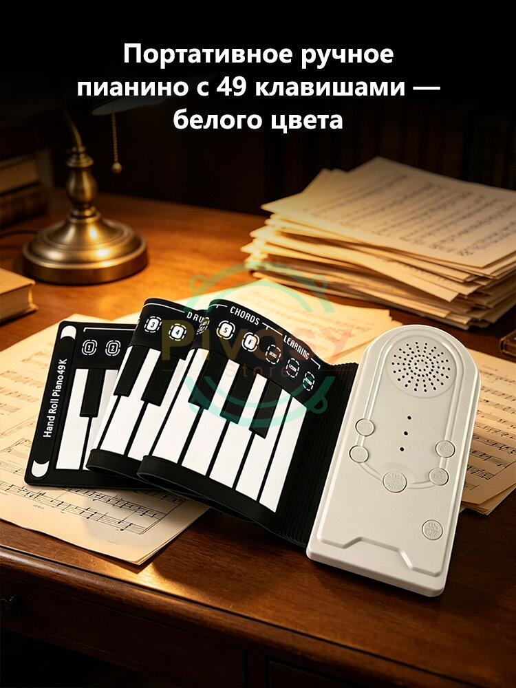 Электронное пианино на колесиках, 49 клавиш, Клавиатура с записью, 16 тембров, 10 ритмов, 6 демо-версий песен для детей