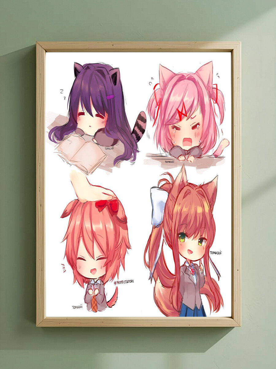 Постер, плакат на стену "Doki Doki Literature Club" 42 см х 29,7 см (А3)