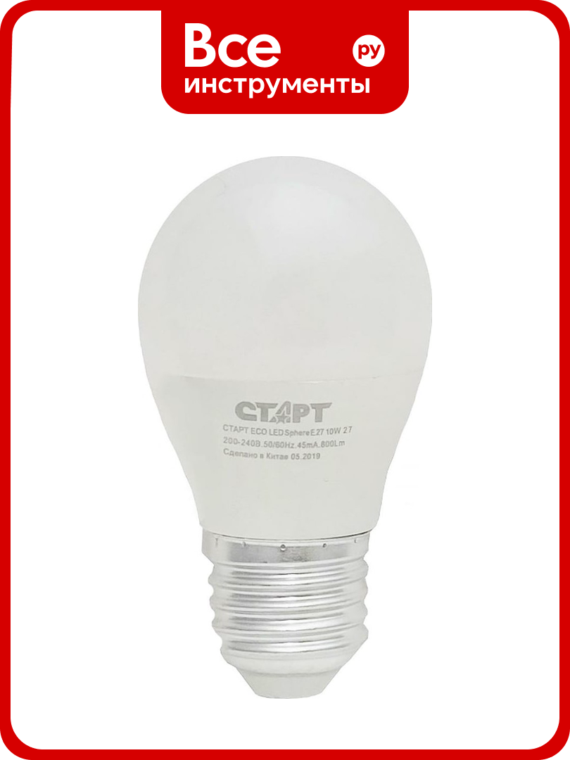 Светодиодная лампа в колбе лон старт ECO LEDSphereE27 10W теплый свет FP ECO LEDSphereE27 10W 30 FP старт ECO LEDSphereE27 10*W 30 FP