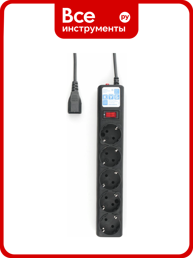 Фильтр-удлинитель Power Cube PC 3м, 5р, черный 10А, UPS(C14), SPG5-В3, пластик