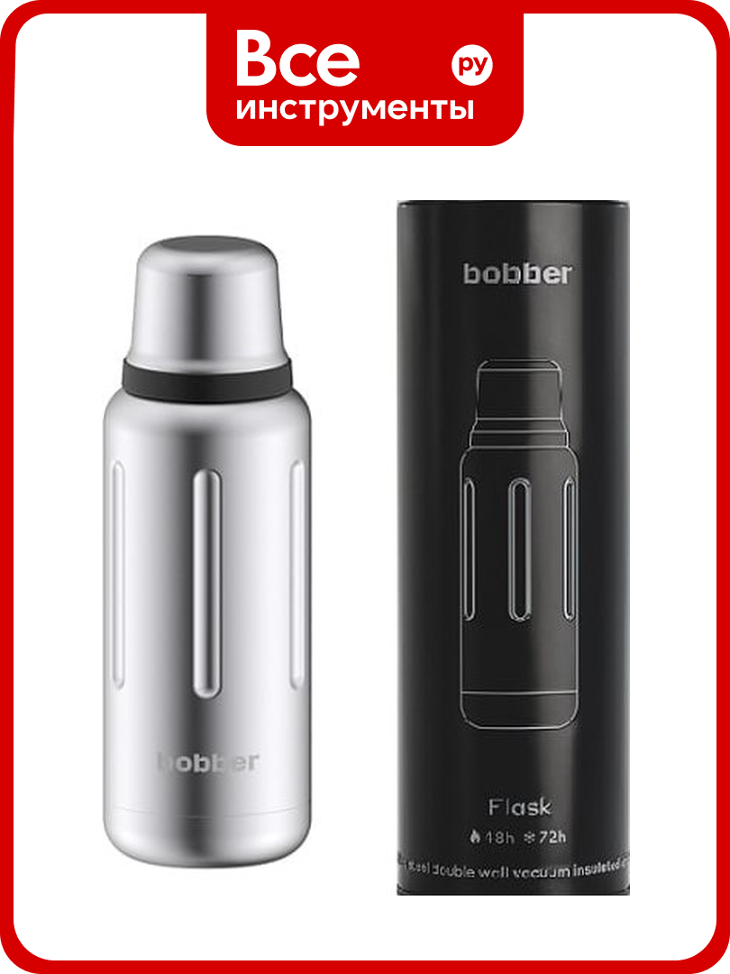 Термос BOBBER Flask-1000m, нержавеющая сталь, серебристый матовый, 1 л