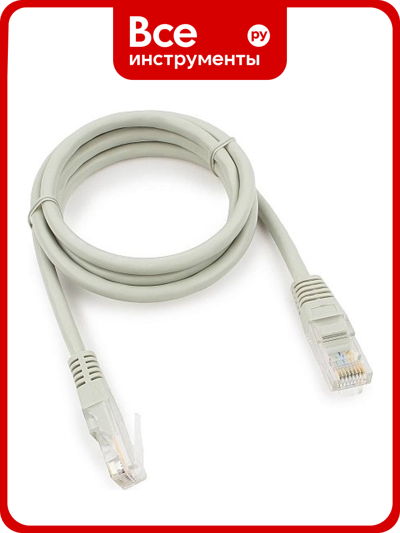 Патч-корд Ripo UTP Cat 5e RJ45 2 м компьютерный, медный провод, ПВХ‑оболочка, серый цвет