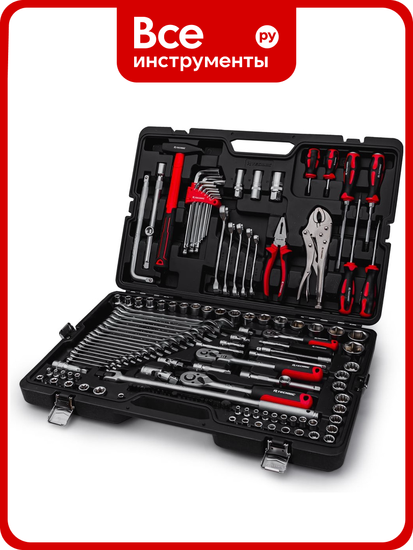 Набор ручных инструментов RUNTEC TECHNIC 142 предмета 1/2, 3/8, ¼ RT-HT142T
