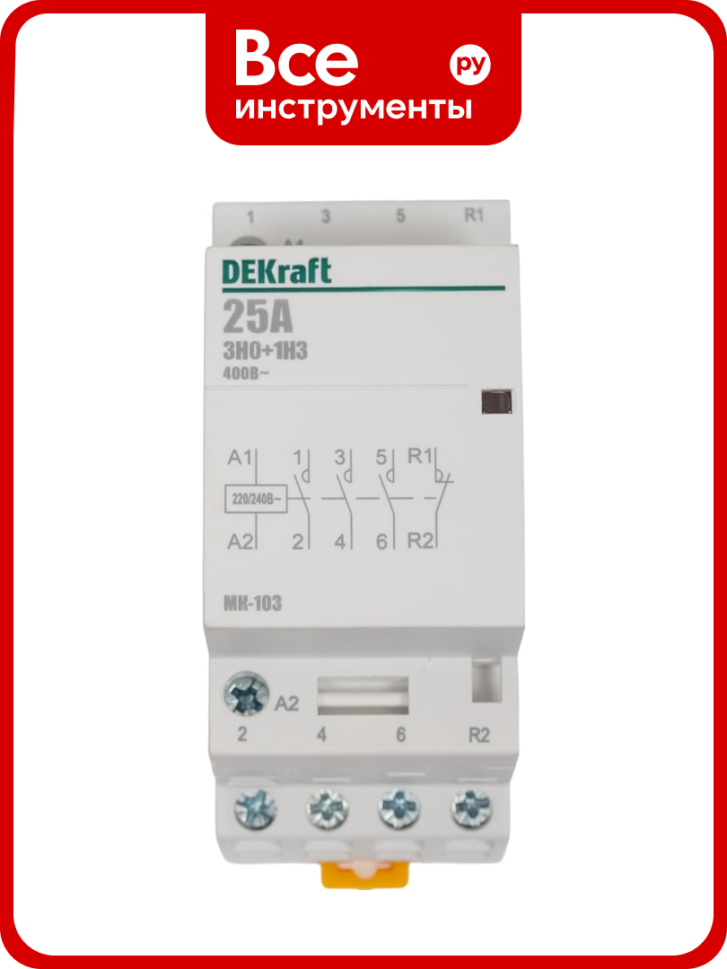 Модульный контактор Dekraft МК103-025A-230B-31 18068DEK, износостойкий