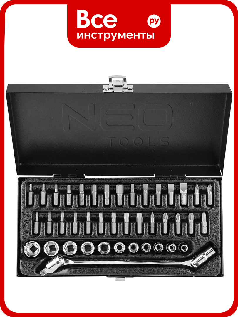 Набор сменных головок NEO Tools 1/4 41 шт 08-603, для использования в мастерской