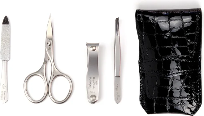 Royal Tools Маникюрный набор из 4 предметов, черный под "крокодил" (4 шт.) Manicure Set In Black Color Like Crocodile 4 Items RT 4 63g