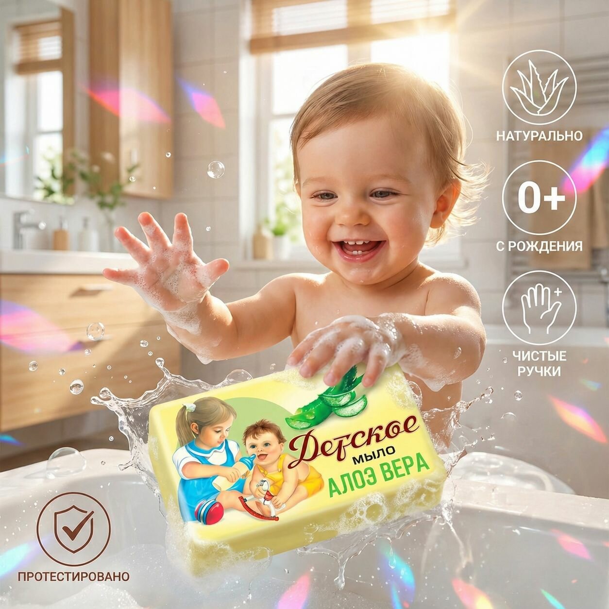 Детское мыло с Алоэ Вера, 90 г