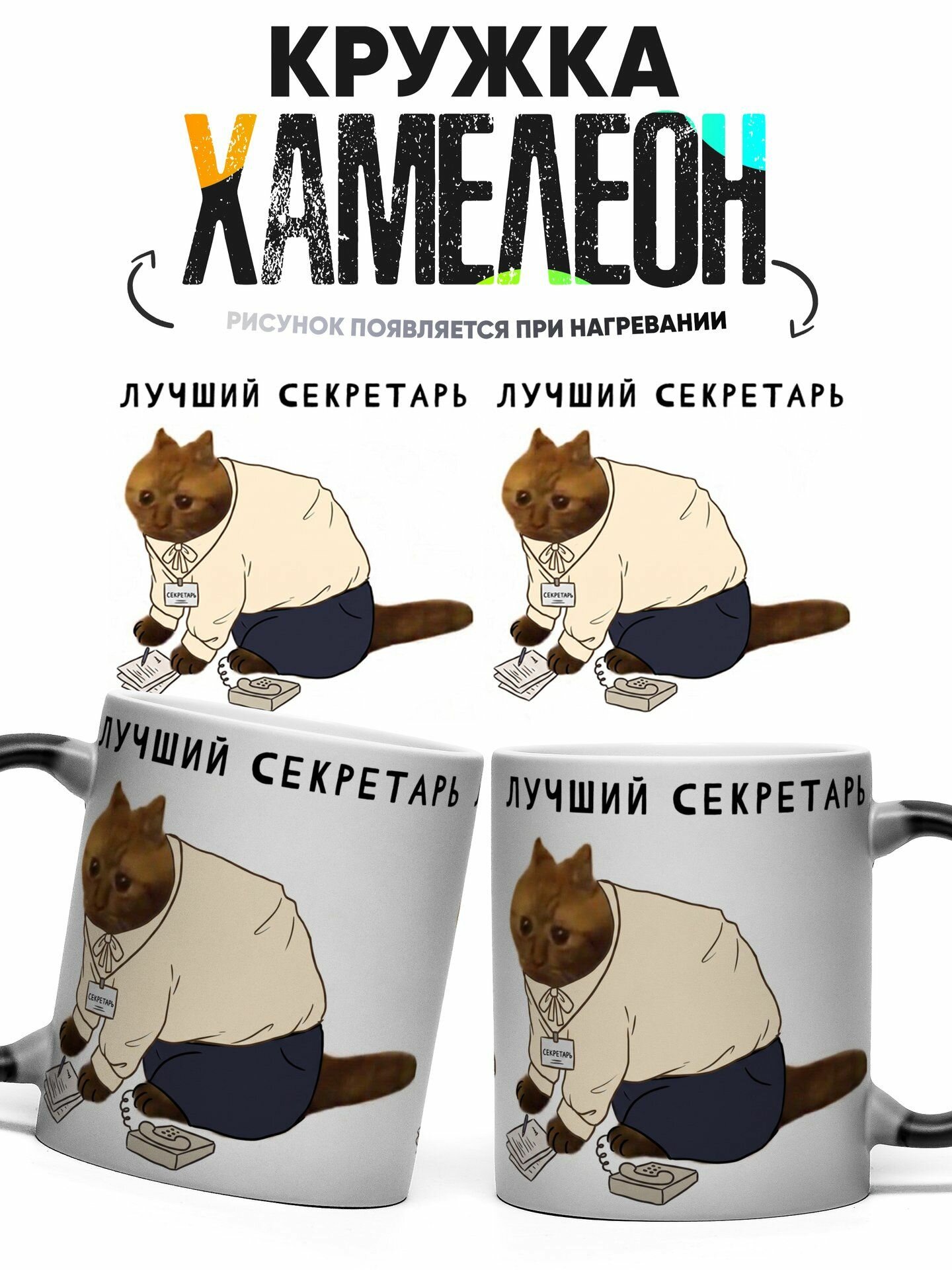Кружка хамелеон Лучший Секретарь 330 мл, материал керамика, 1 шт.