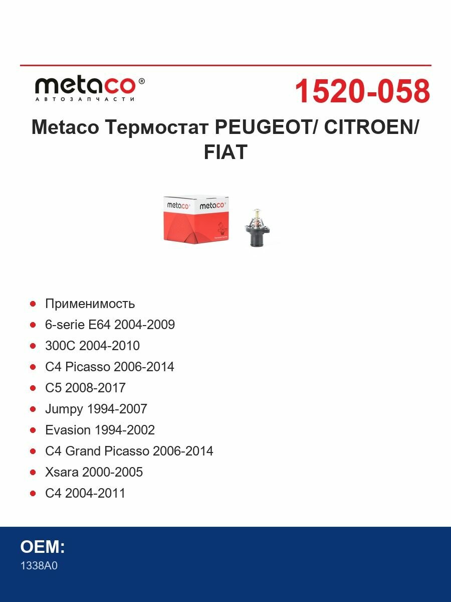Metaco Термостат PEUGEOT/ CITROEN/ FIAT