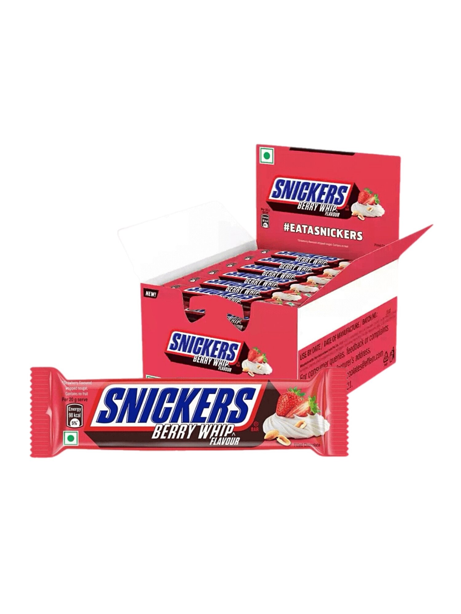 Snickers Berry Whip Шоколадный батончик Сникерс Берри Уип, 40г х 15 шт/блок (Индия)